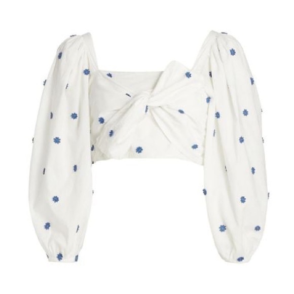 FARM Rio | Tops | Farm Rio White Flowerembroidered Cotton Crop Top New ...